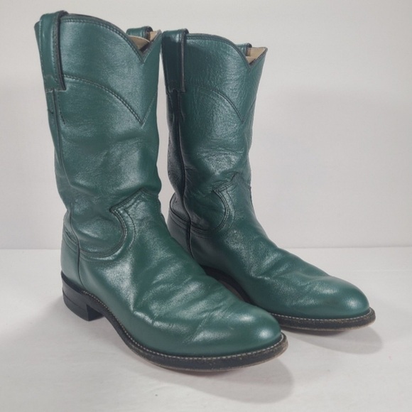 Justin Boots | Shoes | Vintage Justin Made In Usa Emerald Green Roper ...
